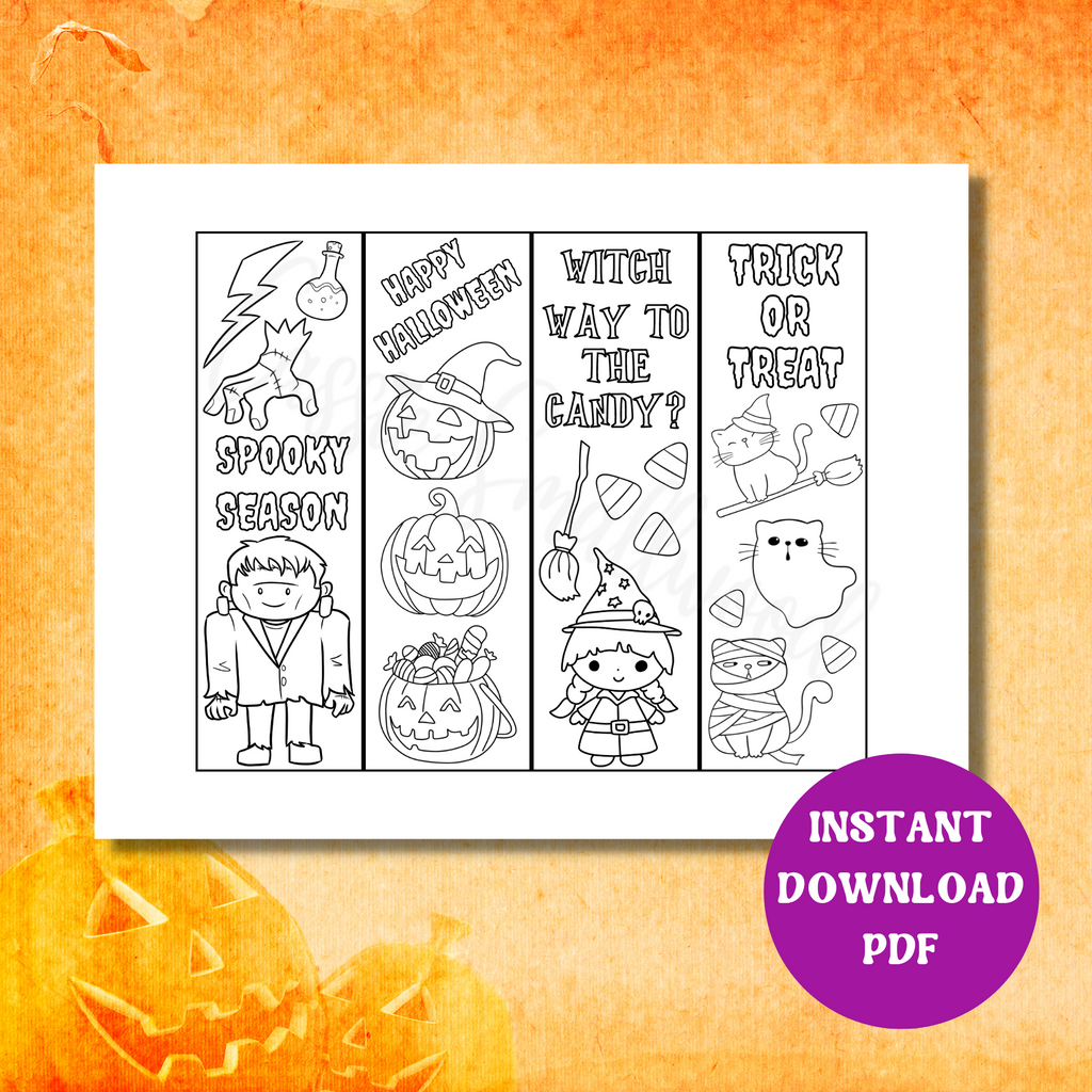 Printable Halloween Coloring Bookmarks For Kids – Cassie Smallwood