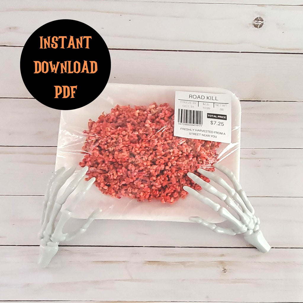 12 Funny Printable Fake Raw Meat Rice Krispies Labels For Halloween ...