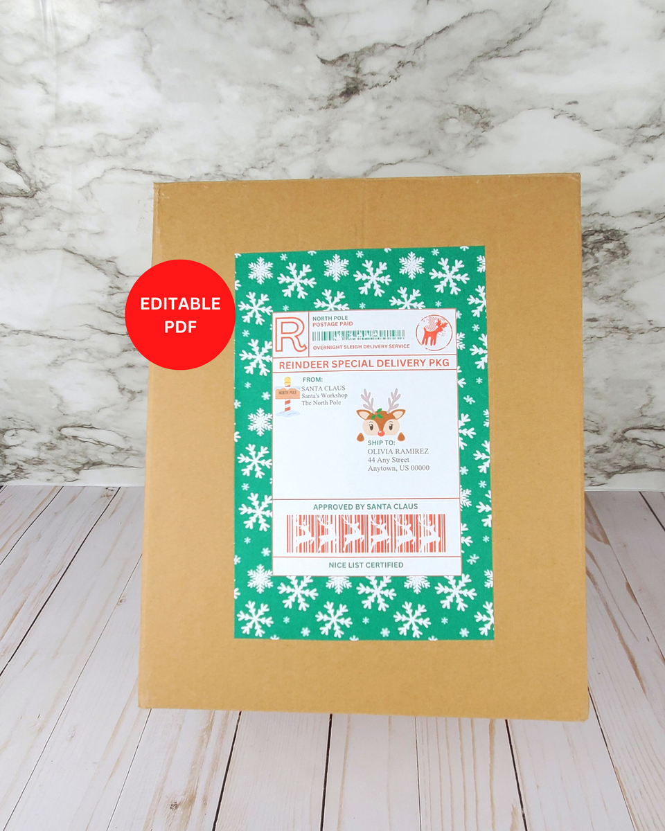 Editable Reindeer Mail North Pole Shipping Label – Cassie Smallwood
