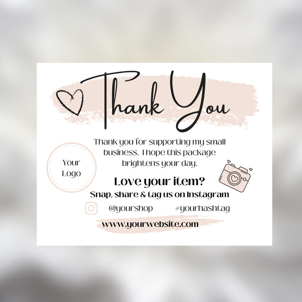 Printable Small Business Thank You Notes Neutral Branding – Cassie ...