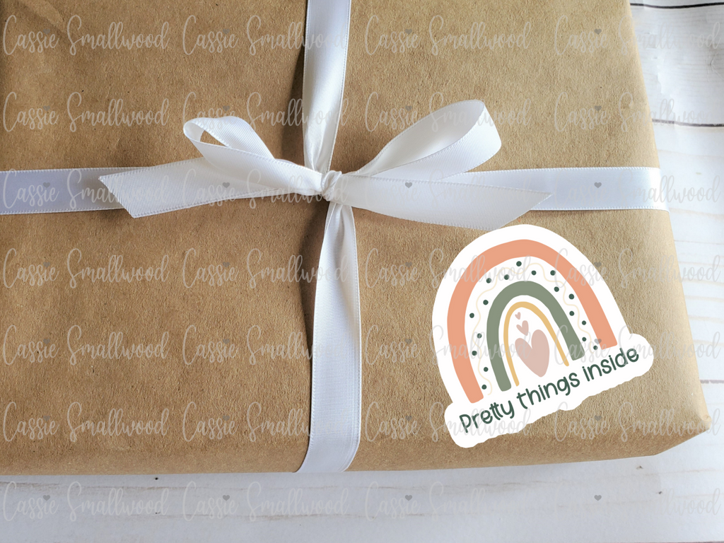 Pretty Things Inside Stickers Printable PNG For Cricut, Avery Labels ...